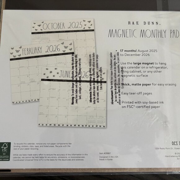 Rae Dunn | Office | Rae Dunn 7 Month Calendar | Poshmark